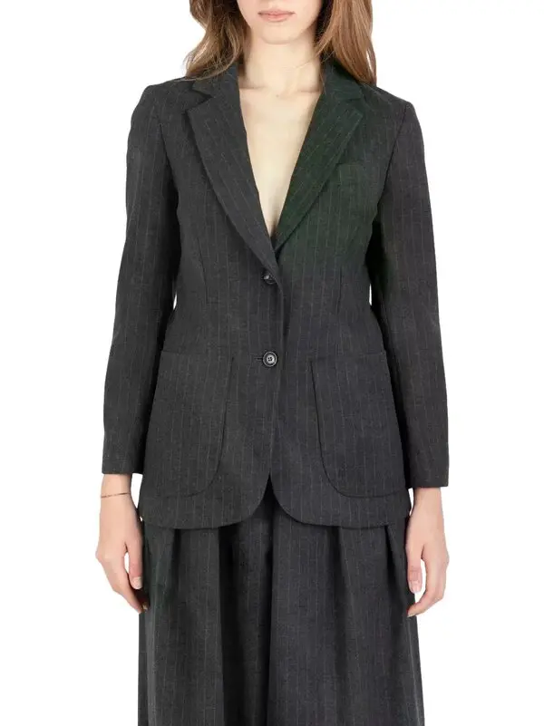 SOCIETE ANONYME Pinstripe Pocket Blazer - Grey