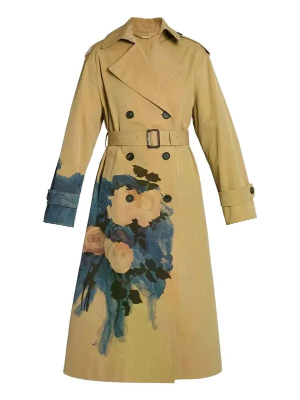 Erdem Floral-print Belted Trench Coat - Neutrals