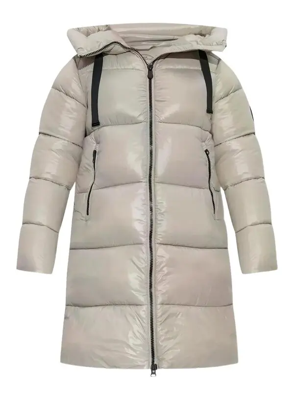 SAVE THE DUCK Padded Coat With Logo Patch - Neutrals