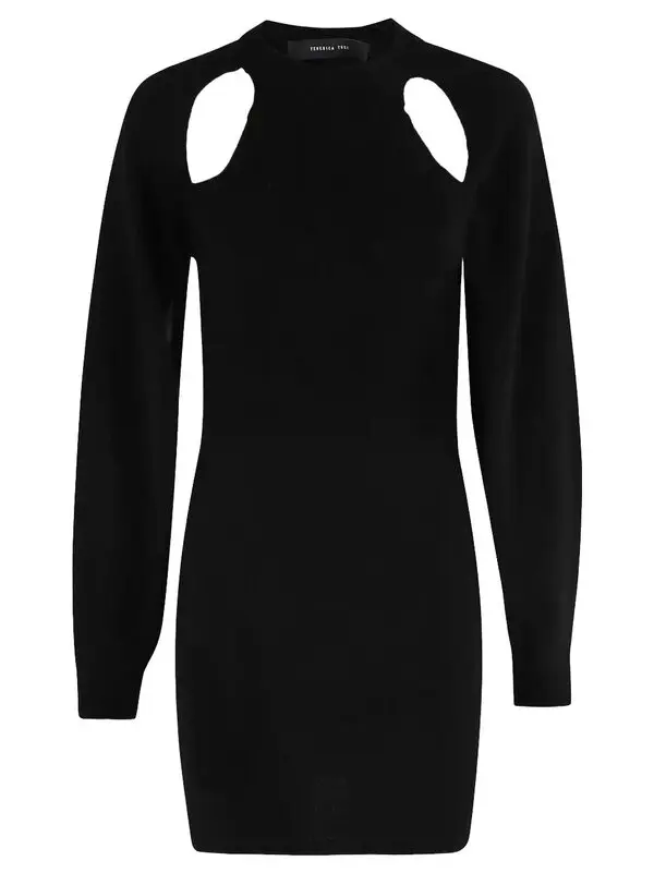 Federica Tosi Cut-out Long-sleeve Mini Dress - Black