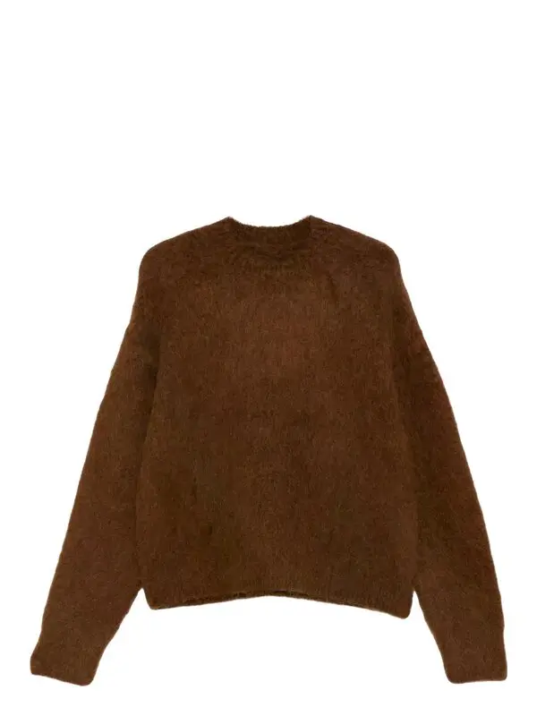 UMA WANG Fluffy Crew-neck Sweater - Brown