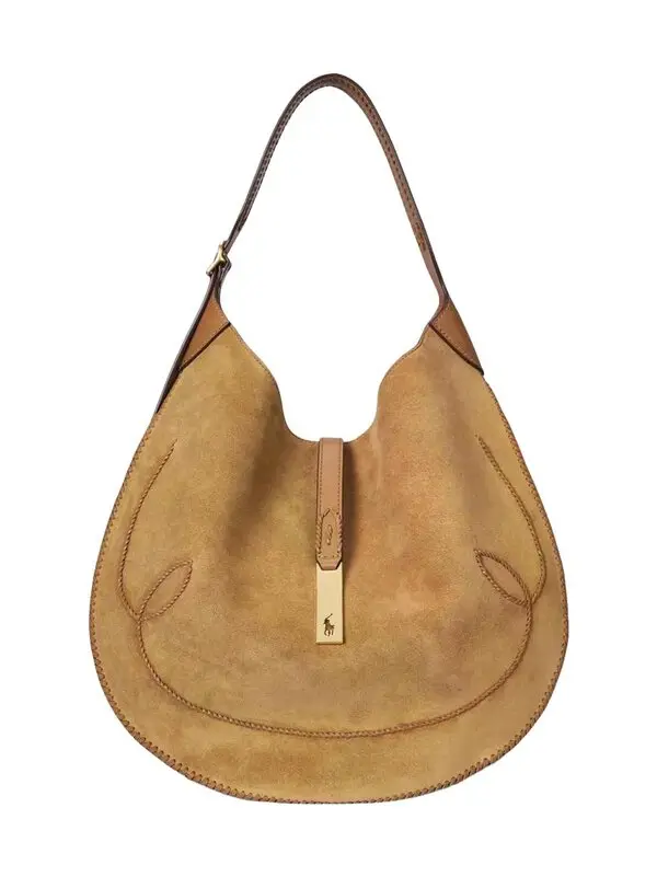 Polo Ralph Lauren Polo Id Western Suede Shoulder Bag - Neutrals