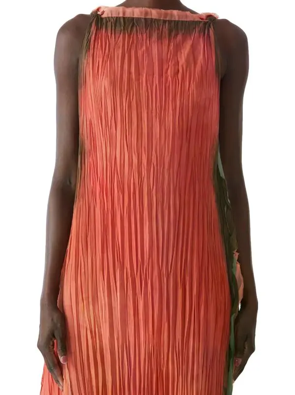 JASON WU Painted Stripe Pleated Maxi Dress - Orange