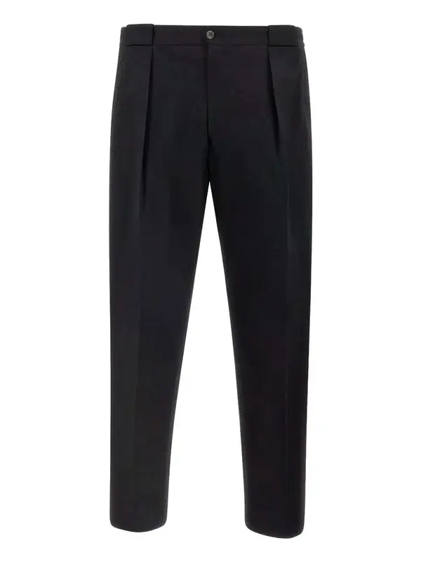 BRIGLIA 1949 Pleated Cotton Trousers - Black