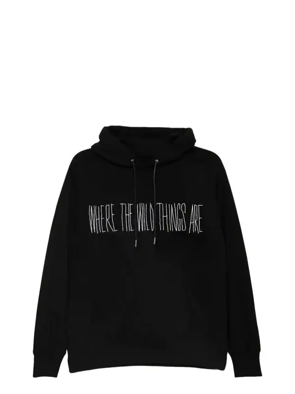 Sacai Slogan-embroidered Hoodie - Black