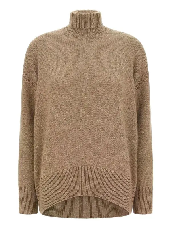 Brunello Cucinelli Sequin-applique High-neck Sweater - Brown