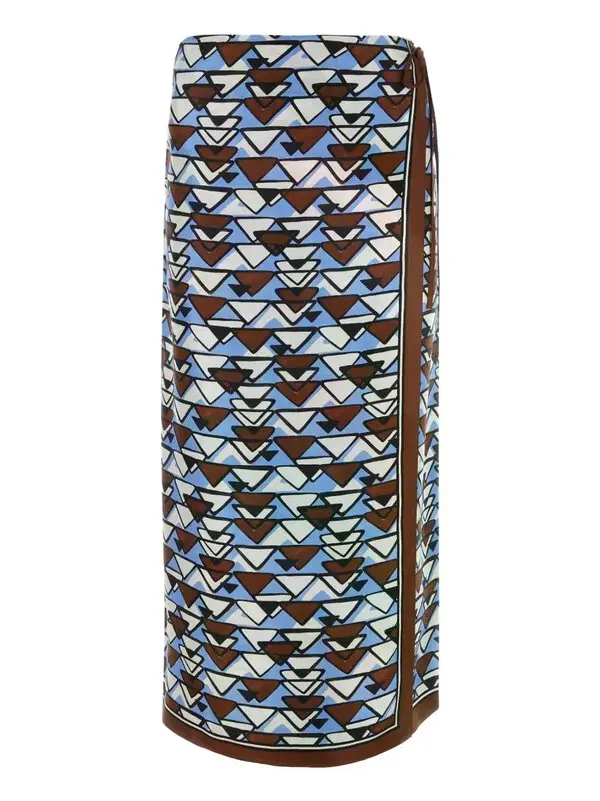Prada Geometric-print Midi Skirt - Brown