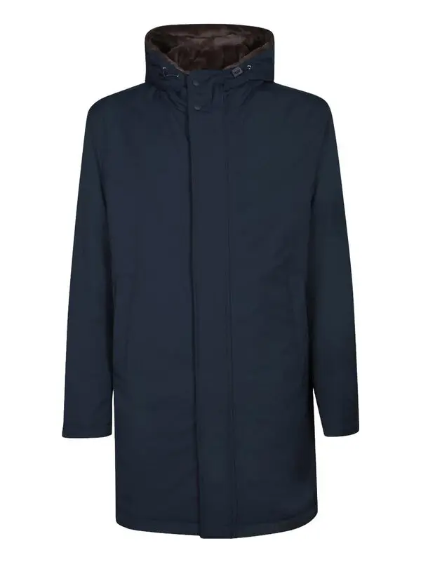 Herno Three-quarter Coat With Faux Fur Lining - Blue