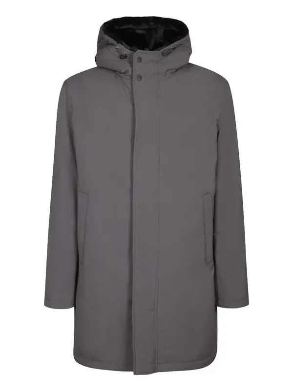 Herno Three-quarter Coat With Faux Fur Hood - Grey