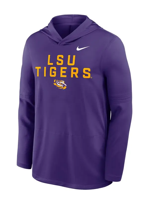 Nike Lsu Sideline Dri-fit College Long-sleeve Hooded Top - Purple