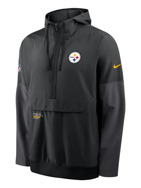 Nike Pittsburgh Steelers Anorak Nfl 1/2-zip Hooded Jacket - Black