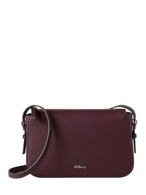 Mulberry Clovelly Pouch - Black Cherry Micro Classic Grain