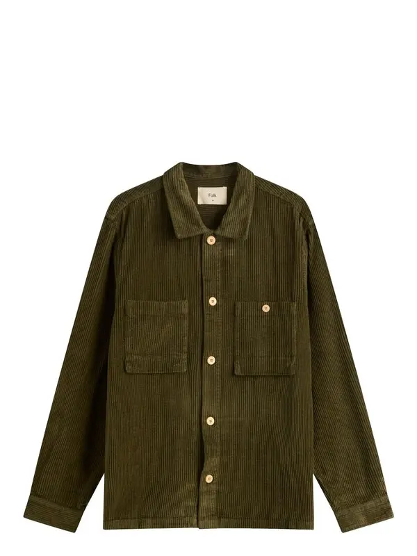 Folk Patch Overshirt - Olive Chunky Cord
