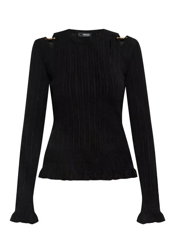 Versace Cut-outs Ruffled Sweater - Black