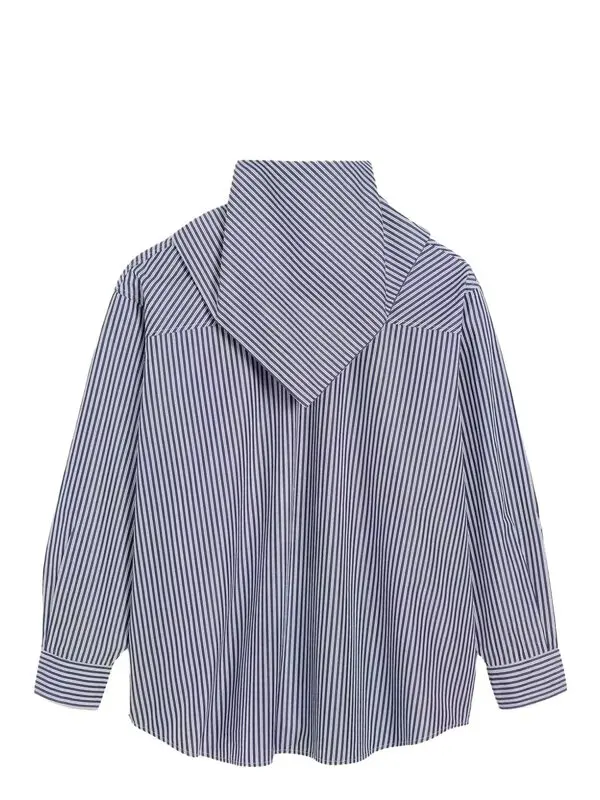 Ami Striped Cotton Shirt With Bandana Collar - Blue