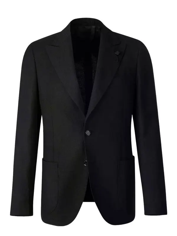 LARDINI Two-button Herringbone Blazer - Black