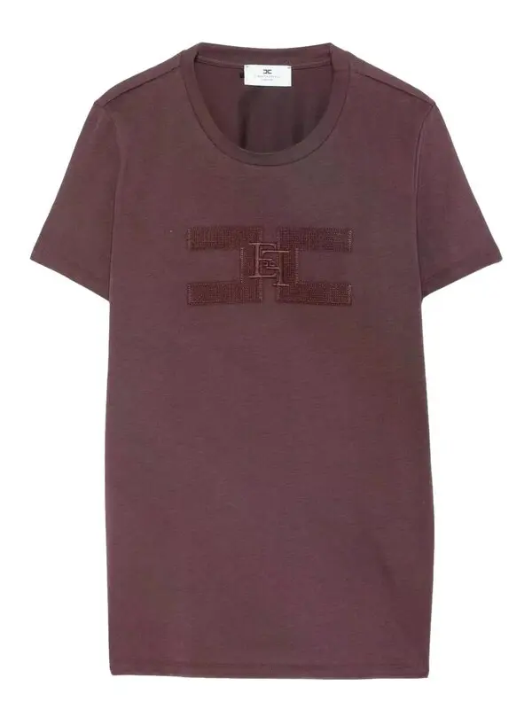 Elisabetta Franchi Embroidered Logo T-shirt - Purple