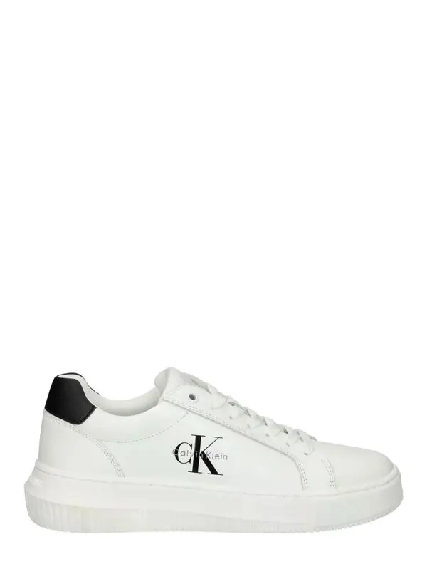 Calvin Klein Logo-detail Leather Sneakers - White