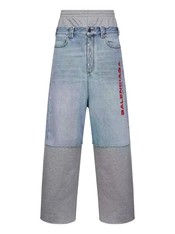Balenciaga Fleece-insert Frayed Trousers - Blue