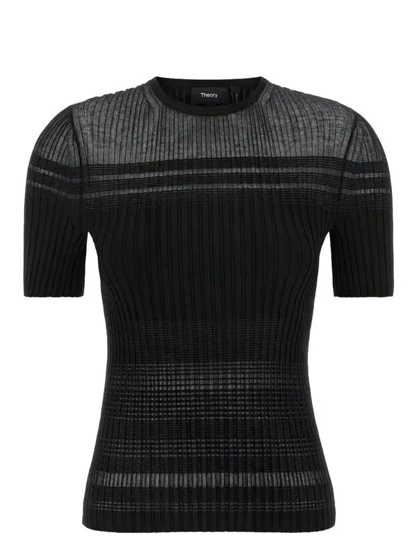 Theory Ribbed Crew-neck T-shirt - Black