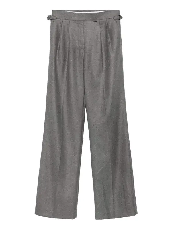TOM FORD Pleated Front Trousers With Buckle Tabs - Grey
