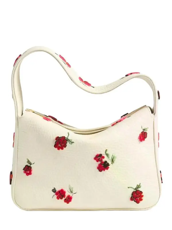 Khaite Elena Floral-embroidered Shoulder Bag - Neutrals