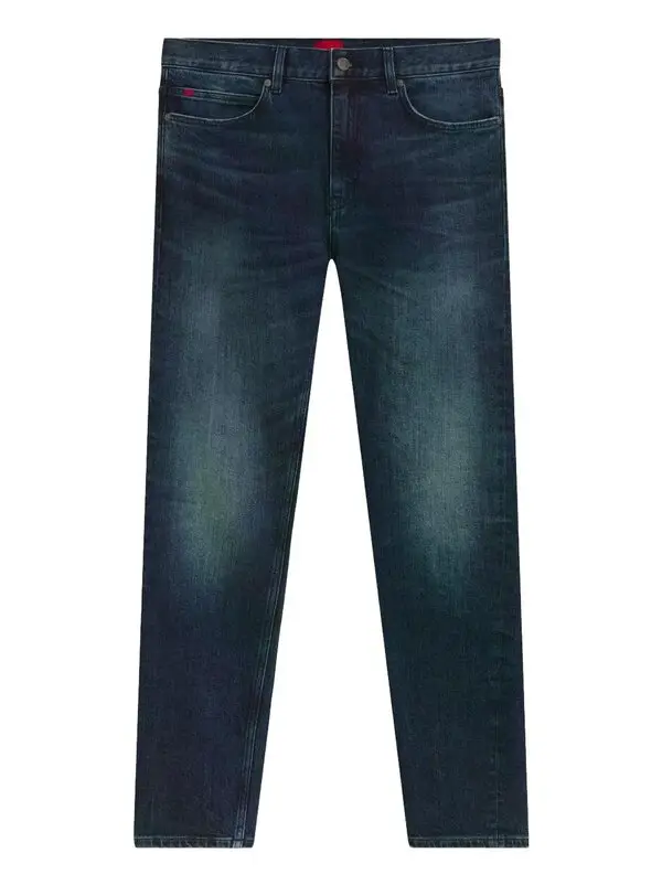 Hugo Five-pocket Jeans With Whiskering - Blue