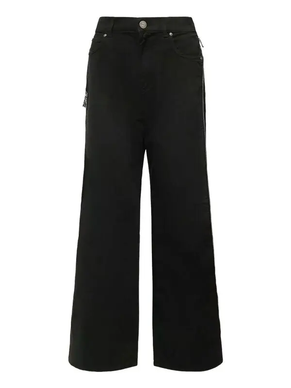 Pinko Zip-detail High-rise Wide Leg Jeans - Nero Limousine