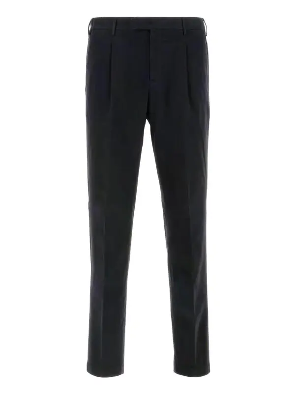 PT TORINO Pleated Cotton-blend Trousers - Black