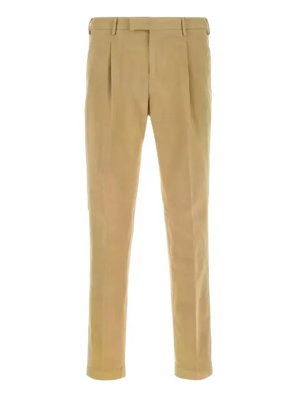 PT TORINO Pleated Cotton Trousers - Neutrals
