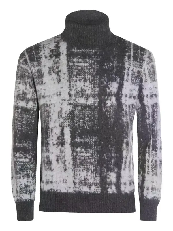 PIACENZA CASHMERE 1733 Abstract-motif Roll-neck Sweater - Grey