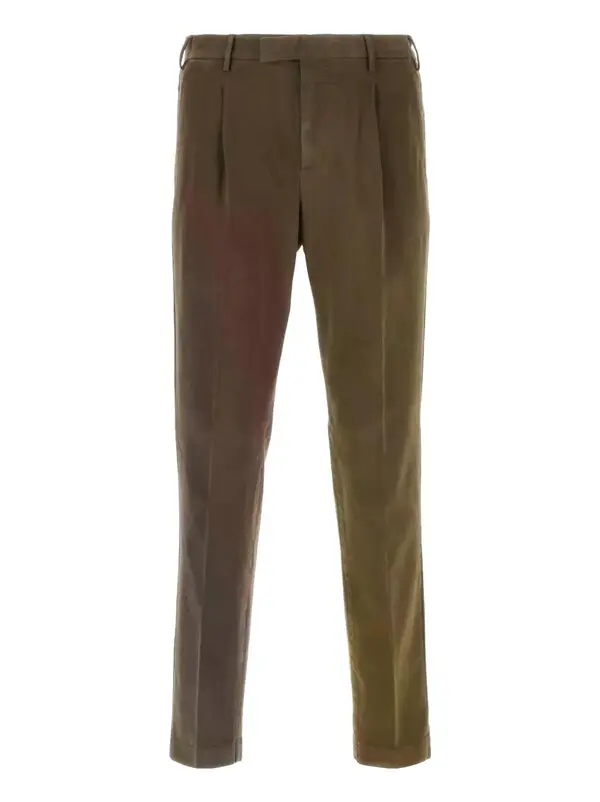 PT TORINO Pleated Cotton-blend Trousers - Brown