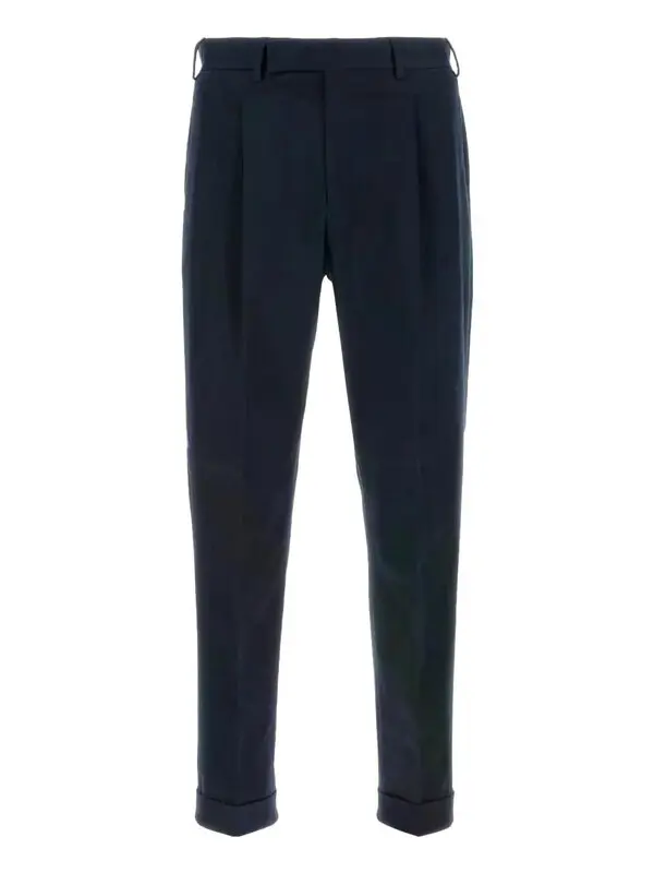PT TORINO Pleated Trousers With Cuffed Hems - Blue