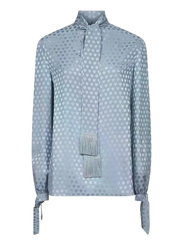 Valentino Garavani Heart-motif Fringed Shirt - Blue