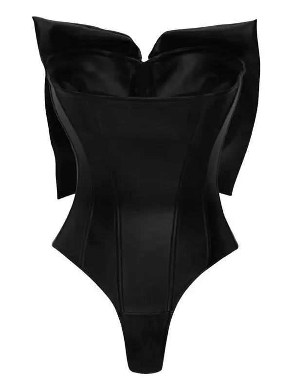 LIKA Bow-detail Corset Bodysuit - Black