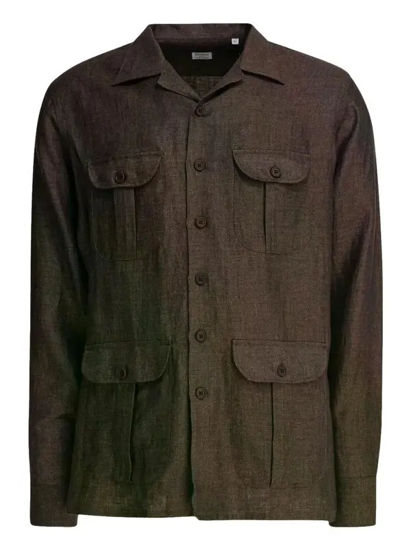 BORRIELLO NAPOLI Four-pocket Linen Shirt - Brown