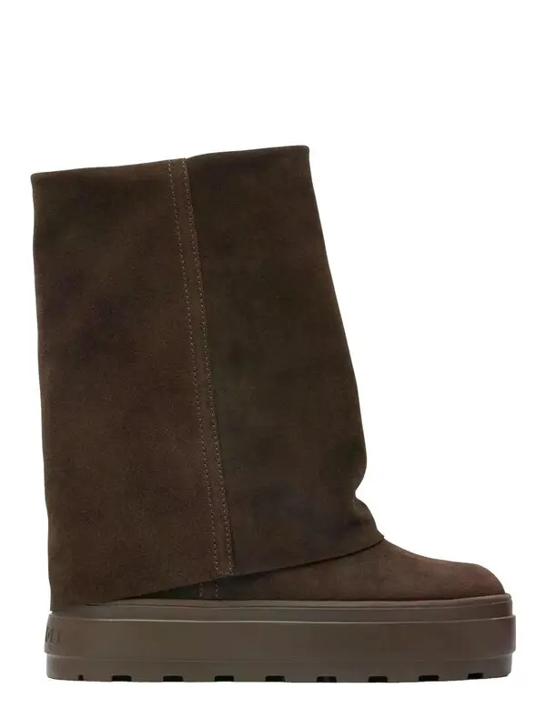 Casadei Folded Platform Ankle Boots - Brown