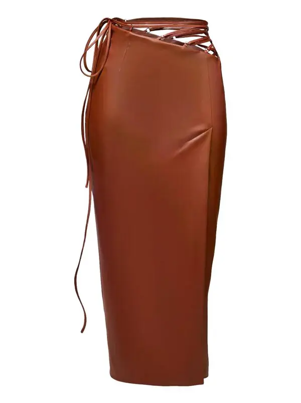 LIKA Lace-up Midi Skirt - Brown