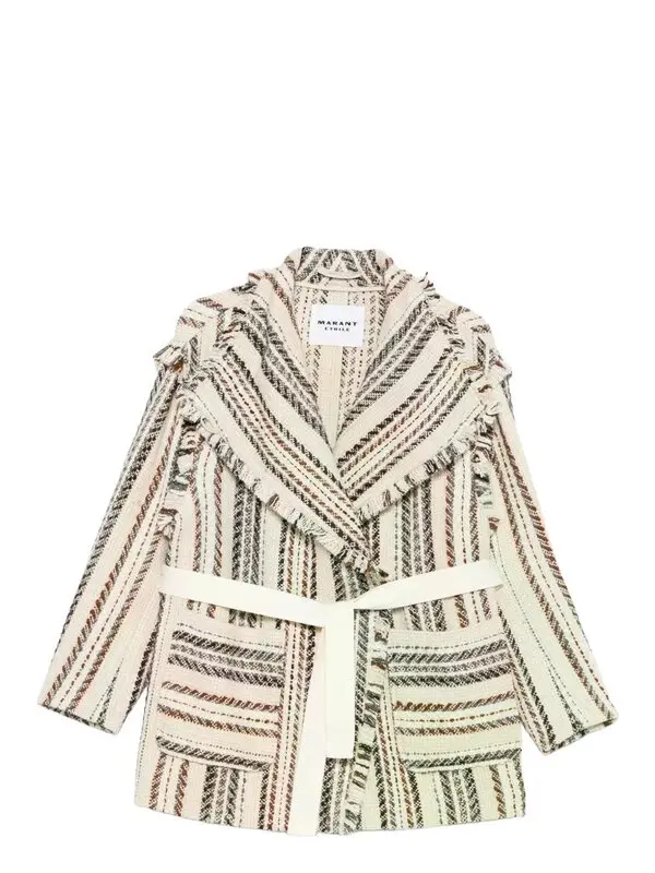 MARANT ETOILE Illisa Striped Fringed Jacket - Neutrals