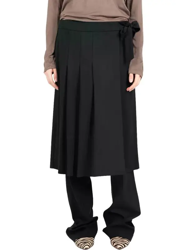 SOCIETE ANONYME Pleated Wrap Midi A-line Skirt - Black