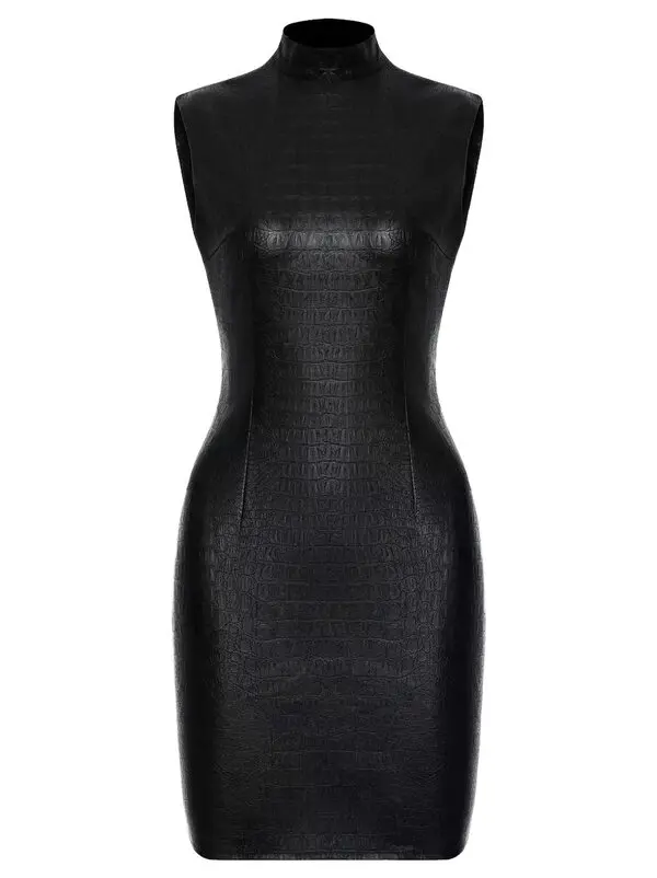 LIKA Crocodile-effect Mini Dress - Black