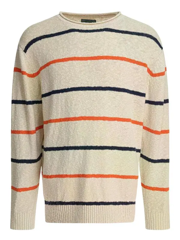 BEAMS Striped Cotton-blend Sweater - Neutrals