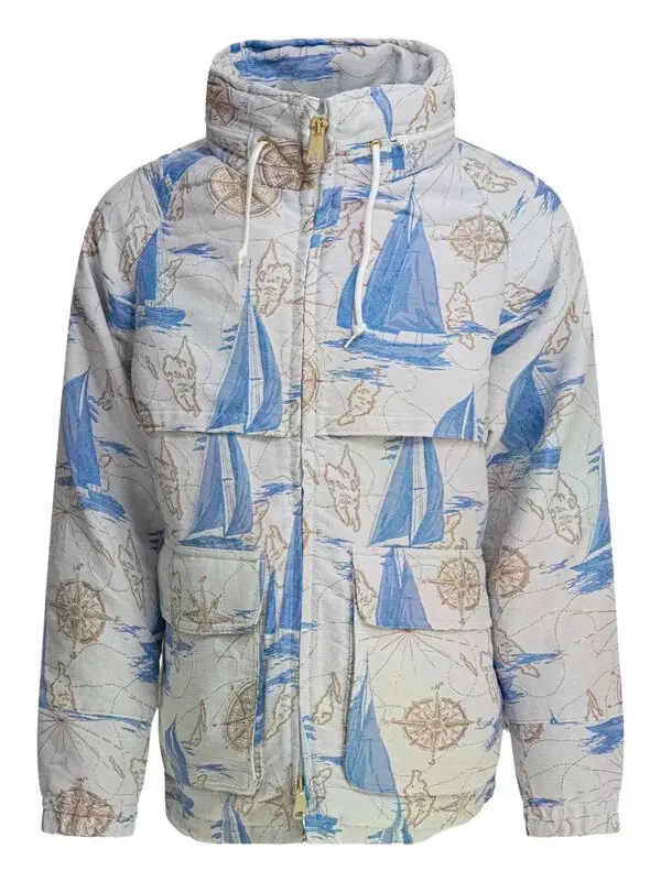 BEAMS Printed Hooded Jacket - Neutrals