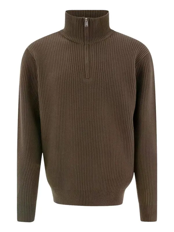 NONNATIVE Ribbed Zip-neck Sweater - Brown