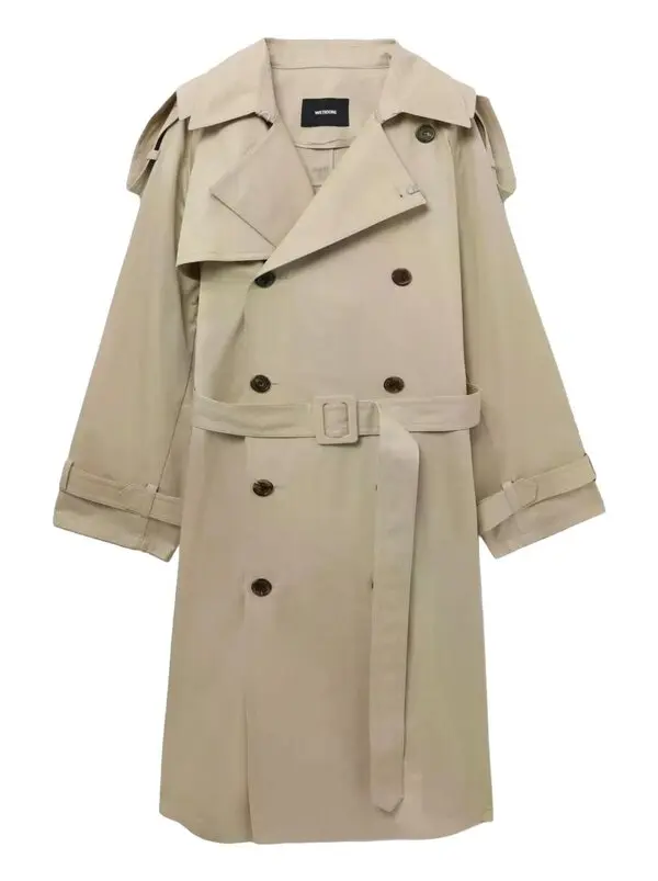 We11Done Double-breasted Belted Trench Coat - Neutrals