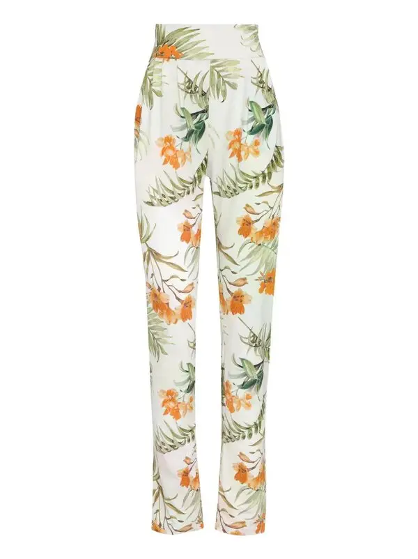 BRIGITTE Floral-print Pleated Trousers - White