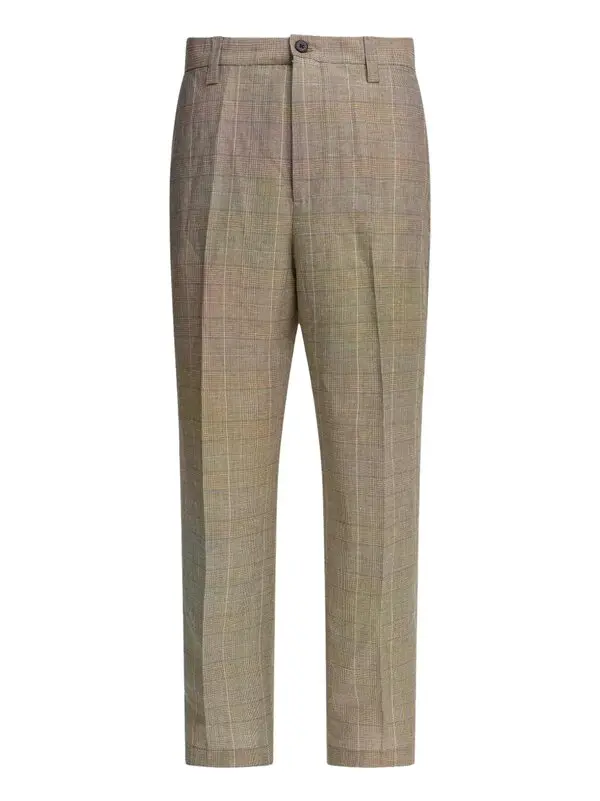 Nn07 Checked-pattern Trousers - Brown