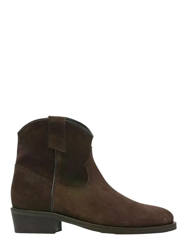 VIA ROMA 15 Suede Cowboy Boots With Zip Detail - Brown