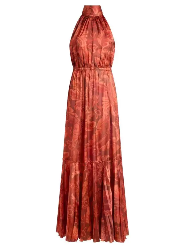 Etro Floral-print Pleated Maxi Dress - Red