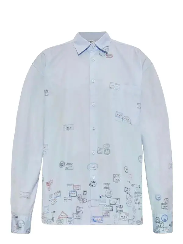 Vetements Passport Stamp Print Shirt - Blue